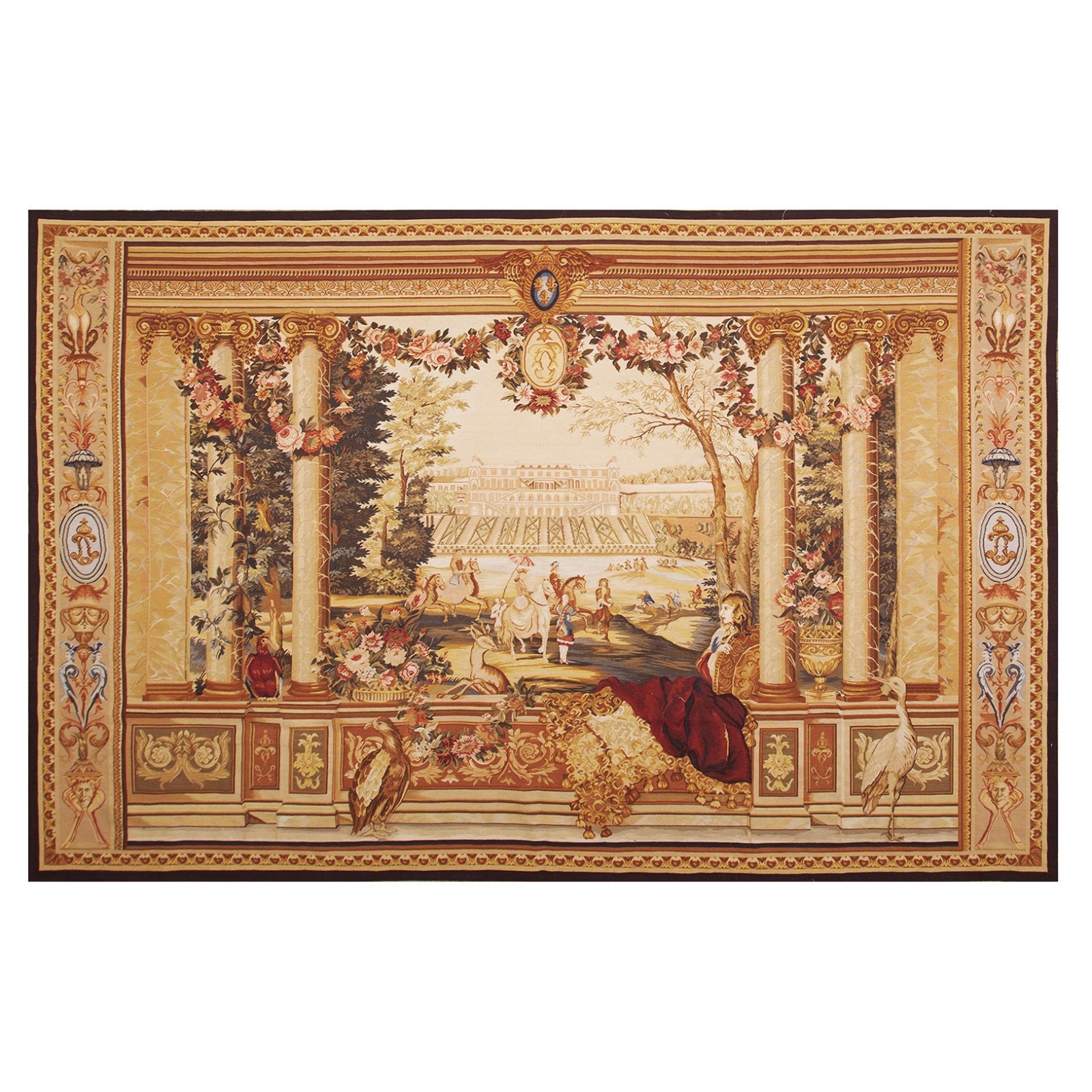 Antique Tapestry Rug - 6937 | European | 6' 7" x 9' 9" | Beige, Origin ...