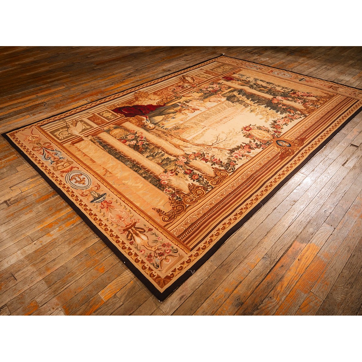 Antique Tapestry Rug - 6937 | European | 6' 7" x 9' 9" | Beige, Origin ...