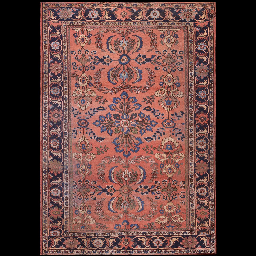 Antique Mahal Rug - 6758 | Persian Informal | 8' 8" x 12' 4" | Red Rust ...