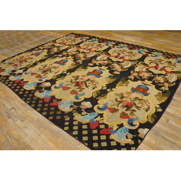 Antique Needlepoint Rug - 6640 | European | 8' 8" x 10' 5" | Ivory ...