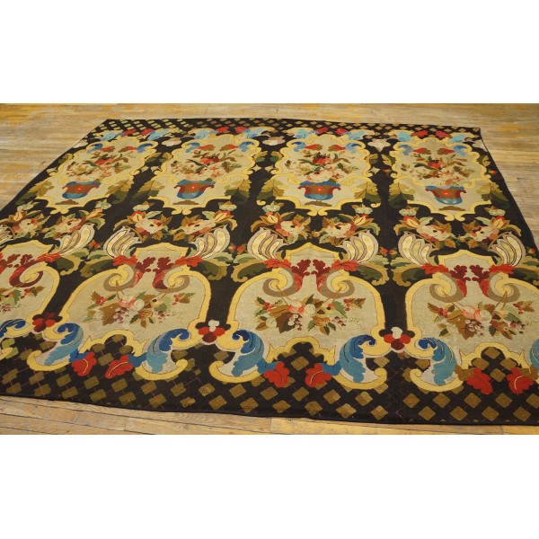 Antique Needlepoint Rug - 6640 | European | 8' 8" x 10' 5" | Ivory ...